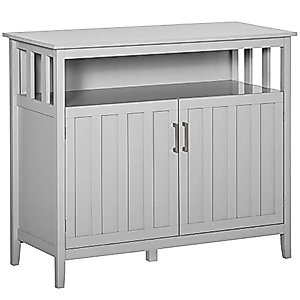 HOMCOM Sideboard Buffet Cabinet, Kitchen Cabinet, Coffee Bar Cabinet with 2 Doors and Adjustable Shelves for Entryway Living Room, Gray