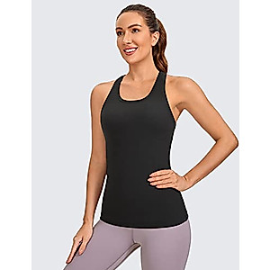 CRZ YOGA Women's Butterluxe Workout Tank Tops Racerback Tank Yoga Sleeveless Top Camisole Athletic Gym Shirt Black Large