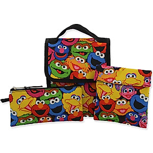 Sesame Street Boys Girls 5 piece Backpack Lunch Bag and Snack Bag School Set (One Size, Blue/Multi)
