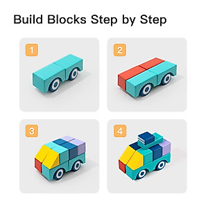 ROBUD Wooden Building Blocks Set for Toddlers Kids, Stacking Toy Gift for Boys and Girls Ages 3-8 Years Old - 100 PCS