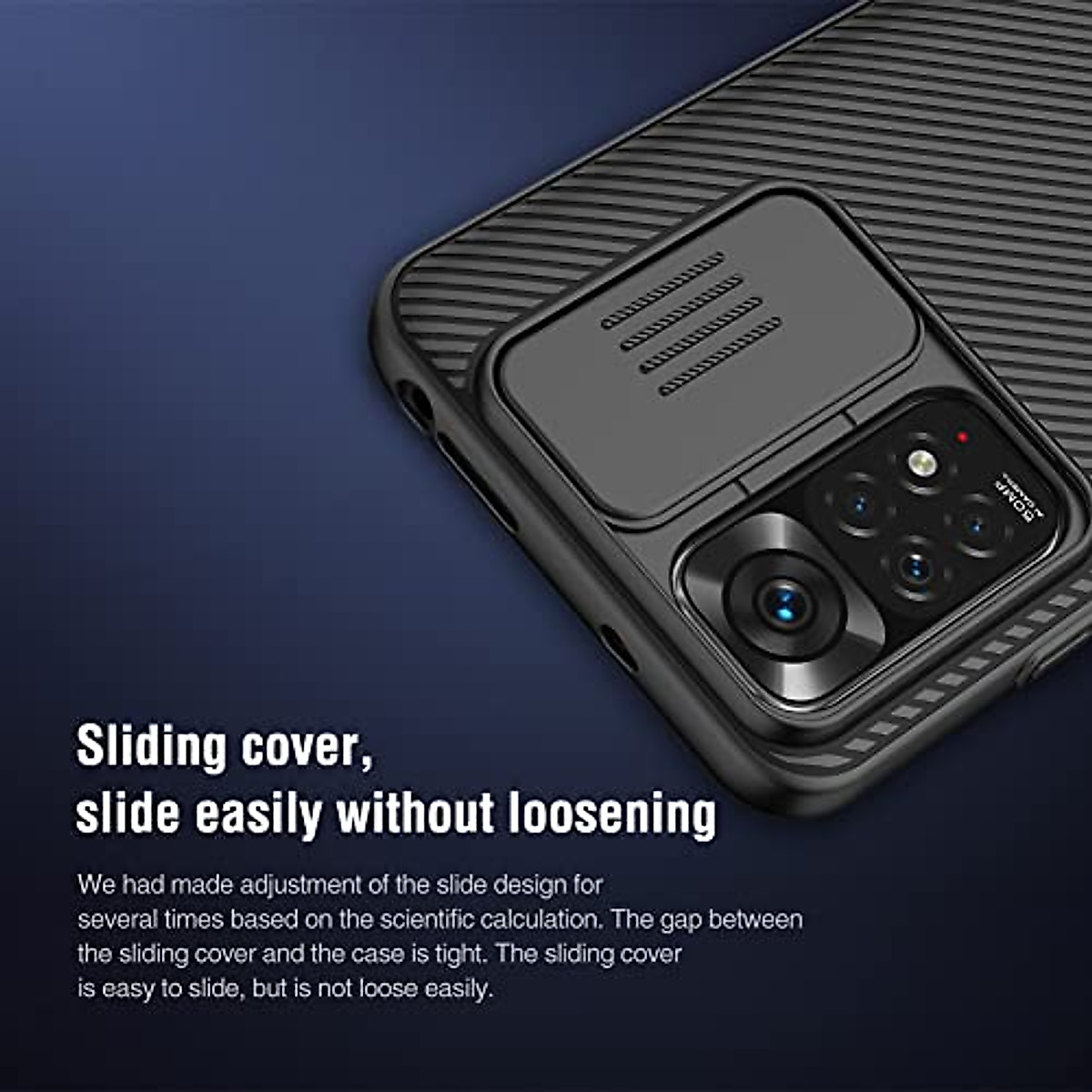 XiaoMi RedMi Note 11 (4G) Case with Camera Cover,Slim Fit Thin Polycarbonate Protective Shockproof Cover with Slide Camera Cover, Upgraded Case for XiaoMi RedMi Note 11 (4G) (Black)