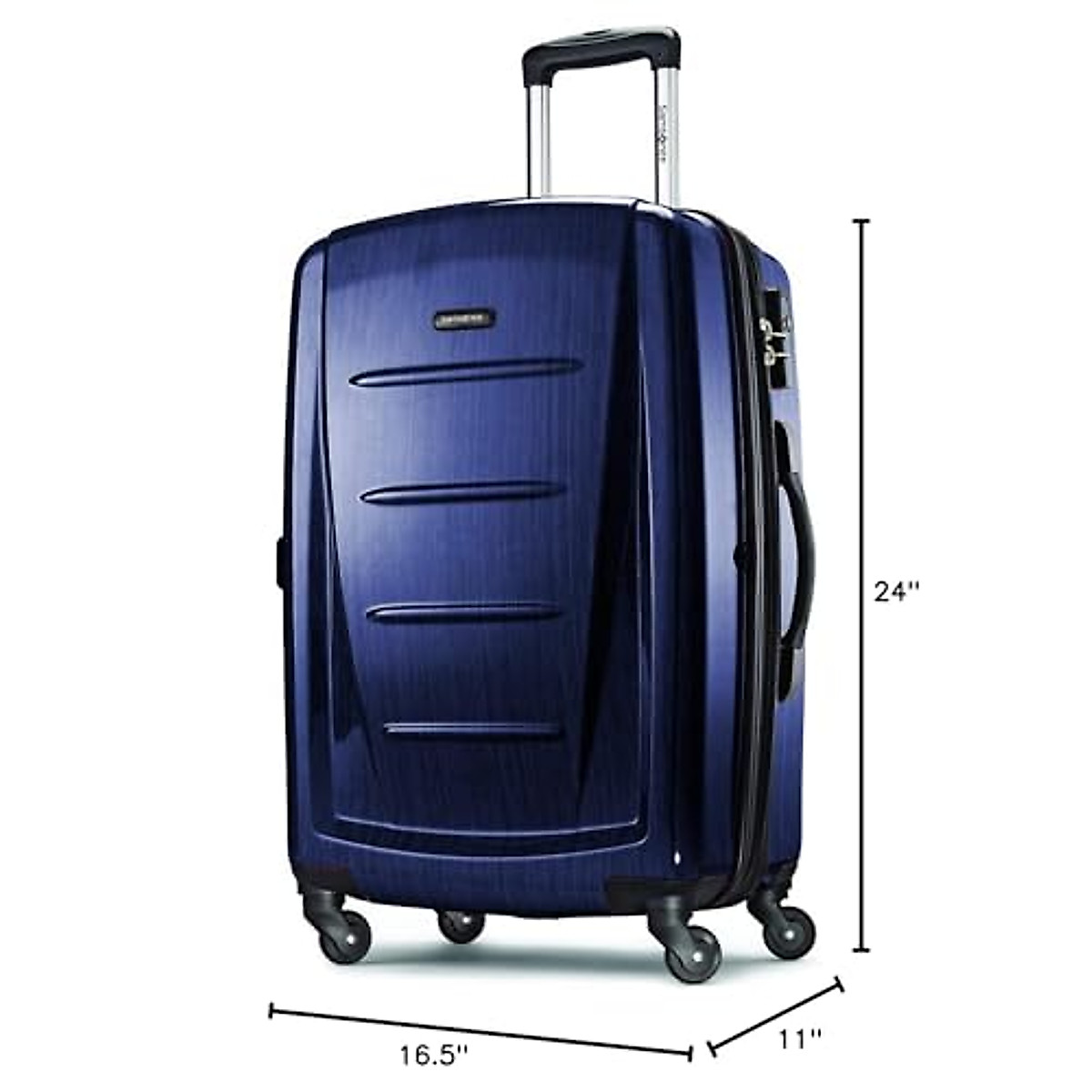 Samsonite Winfield 2 Hardside Expandable Luggage with Spinner Wheels, Navy, Checked-Medium 24-Inch