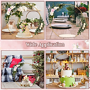 Norme 33.5 Tall Wedding Arch Cake Stand Round Metal Cake Stand for Wedding Reception Hoop Decoration with Wooden Base Floral Decoration Display for Party Events Reception Supplies