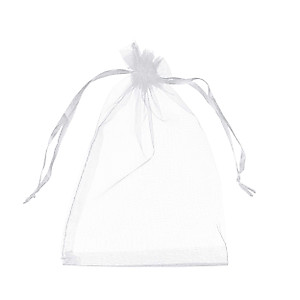 Volanic 50PCS 5X7 Inch Sheer Drawstring Organza Gift Bag Jewelry Pouch Party Wedding Favor Candy Bags Christmas White