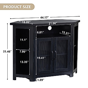 weselon Corner TV Stand for TVs up to 48 Inch, Media Entertainment Center with Storage Shelves and 2 Doors, Console Table Buffet Cabinet for Living Room Bedroom