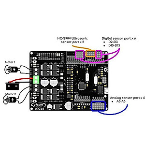 PN00218-CYT9 Cytron Dual-Channel 10A Motor Driver + Arduino IDE Compatible ATmega328 Microcontroller + Sensor Interfaces All-in-one Sumo Robot Board URC10