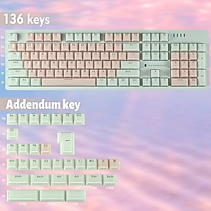 COTAIWA Crystal Keycaps,Ice Crystal Keycap，ABS Jelly Key caps Set for 61 68 104 Mechanical Gaming Keyboard Cherry Profile English Layout(Pink with White)