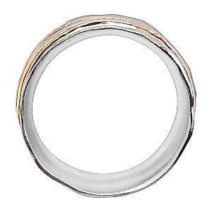 Silpada 'Gold Rush' Fidget Spinner Ring in Sterling Silver & 18K Yellow & Rose Gold Plate, Size 8
