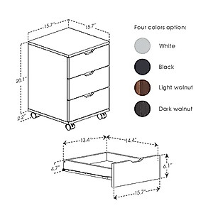 VICLLAX 3 Drawer Dresser Mobile Cabinet Under Desk Storage for Home Office, Fully Assembled Except Casters, Black Finish
