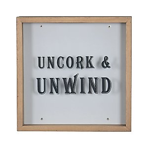 Foreside Home & Garden Uncork & Unwind Wooden Cork Holder Shadow Box, Brown