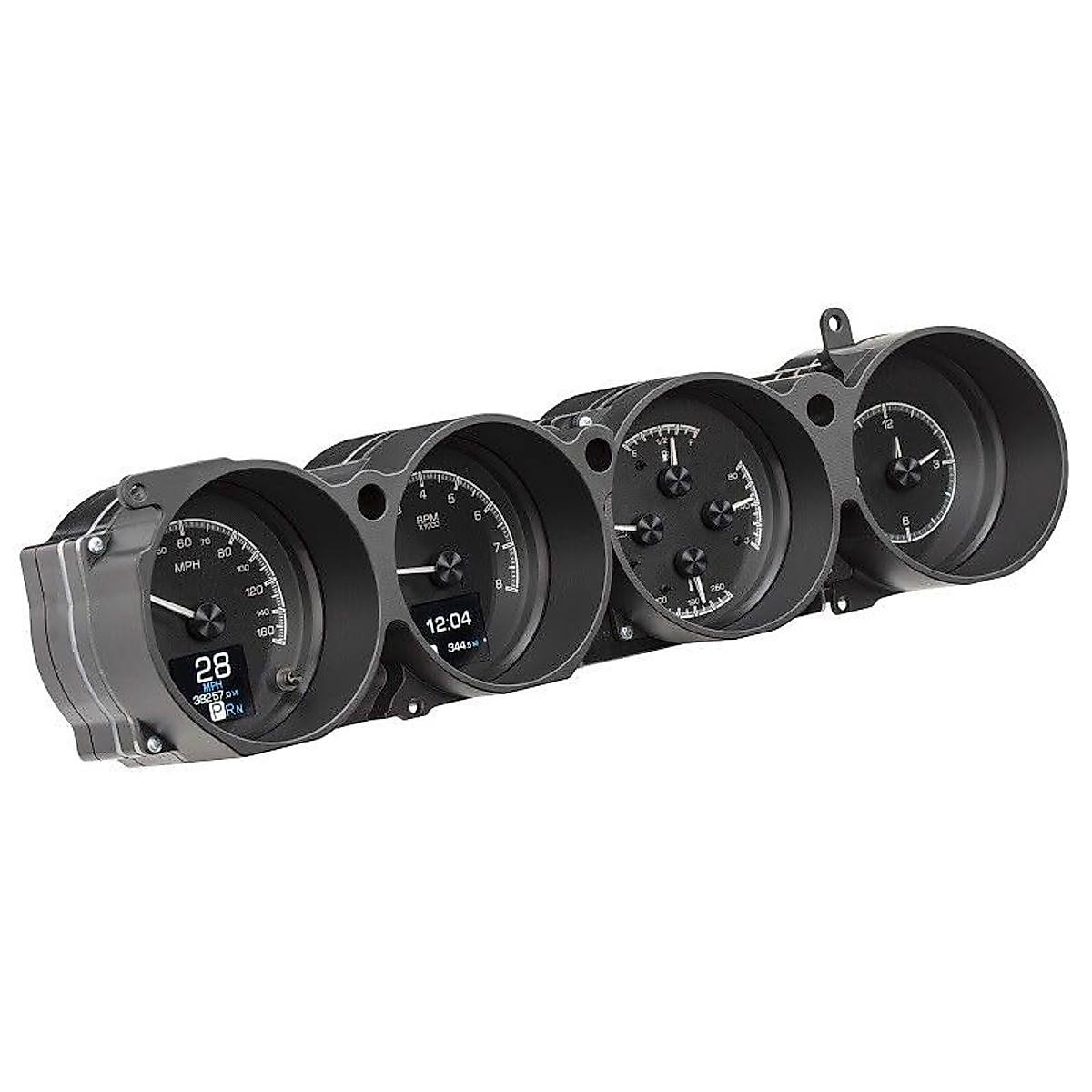 Dakota Digital HDX-70D-CLG-K Compatible with 1970-74 Dodge Challenger and 1970-74 Plymouth Cuda with Rallye Dash Customizable Analog Gauge System Black Alloy