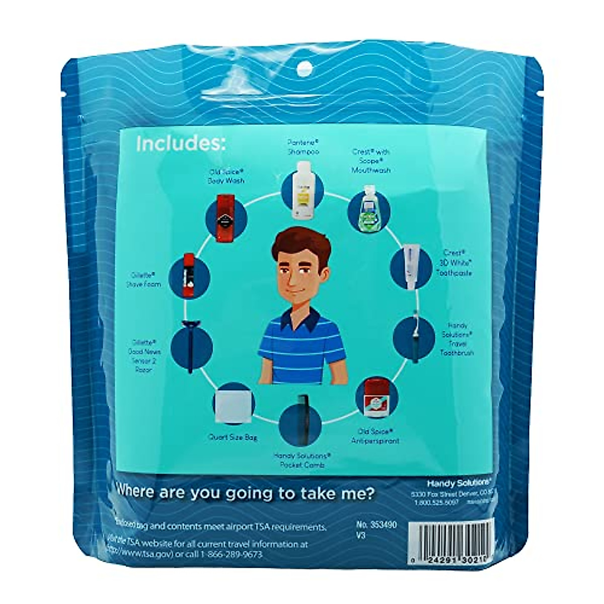 Handy Solutions 10 Piece Resealable Men's Travel Kit