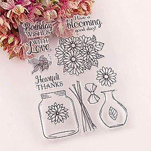 Stamps and Dies for Card Making, DIY Scrapbooking Arts Crafts Stamping, Metal Cutting Dies Stamps Arts Supplies, Clear Silicone Stamps for Gifts Vase
