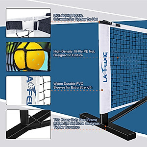 LAOFEIXIE Portable Pickleball Net, Heavy-Duty 22 FT Regulation Size Pickle Ball Net Portable Outdoor with Steady Metal Frame and Strong PE Net, Portable Pickleball Net for Driveway with Carrying Bag