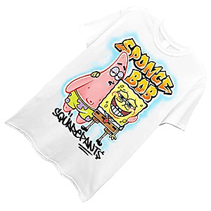 Mens Spongebob Squarepants Classic Shirt - Spongebob, Patrick & Krusty Krab T-Shirt (White, X-Large)