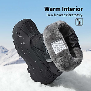 DREAM PAIRS Boys & Girls Mid Calf Water-Resistant Winter Snow Boots for Toddler/Little/Big Kid,Size 2 Little Kid,Black,KAMICK