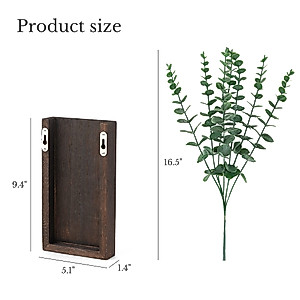 Dahey 2 Pack Wood Wall Planter Vase with Artificial Eucalyptus Farmhouse Wall Hanging Decor Pocket Planter for Indoor Fake Plants Greenery, Living Room Bedroom Kitchen Home Office Decoration