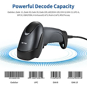 NETUM USB Laser Barcode Scanner, Handheld 1D Wired Bar Code Scanner Scanning UPC EAN Reader Gun Retails for Supermarket, Convenience Store, Warehouse - NT-M1