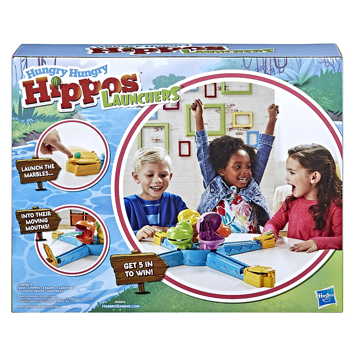 Hasbro Gaming Hungry Hungry Hippos Launchers Game for Kids Ages 4 and Up, Electronic Pre-School Game for 2-4 Players