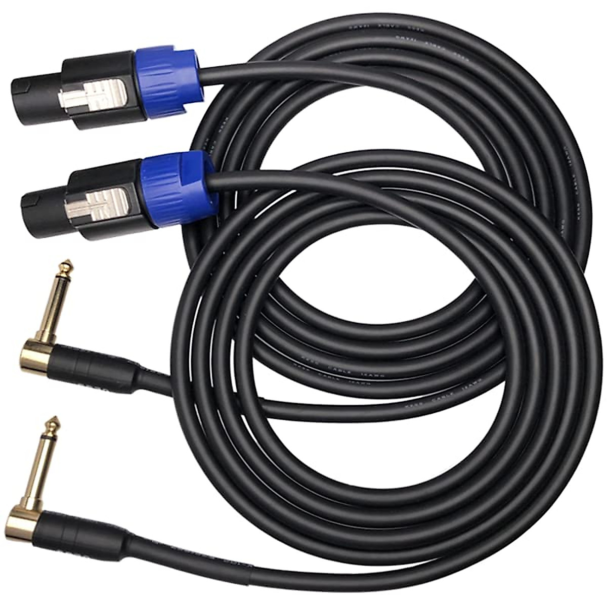 CESS-133-6f Right-Angle 6.35mm 1/4 Inch TS Plug to Speakon Plug Speaker Cable, 2 Channel, Durable Heat-Shrink Protected Metal Housing (6 Feet)