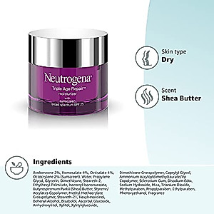 Neutrogena Triple Age Repair Anti-Aging Daily Facial Moisturizer with SPF 25 Sunscreen & Vitamin C, Firming Face & Neck Cream for Dark Spots with Glycerin & Shea Butter, 1.7 Ounce