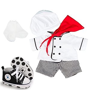 16 Inch Chef Uniform Complete Set – Teddy Bear Clothes Fits Most 14" - 18" Make Your Own Stuffed Animals - Includes Chef Uniform, Socks and Black Tennis Shoes for Your Teddy Bear!