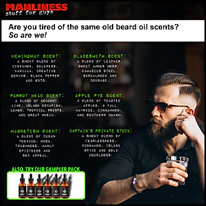 MANLINESS Beard Oil For Men- Magnetism Scent, 1 oz- Manly and Unique Scents 100% Pure Natural hair oil for Groomed Beards- Natural Beard Conditioner with Organic Argan Oil and Jojoba Oil Softens, Smooths & Strengthens Beard Growth.