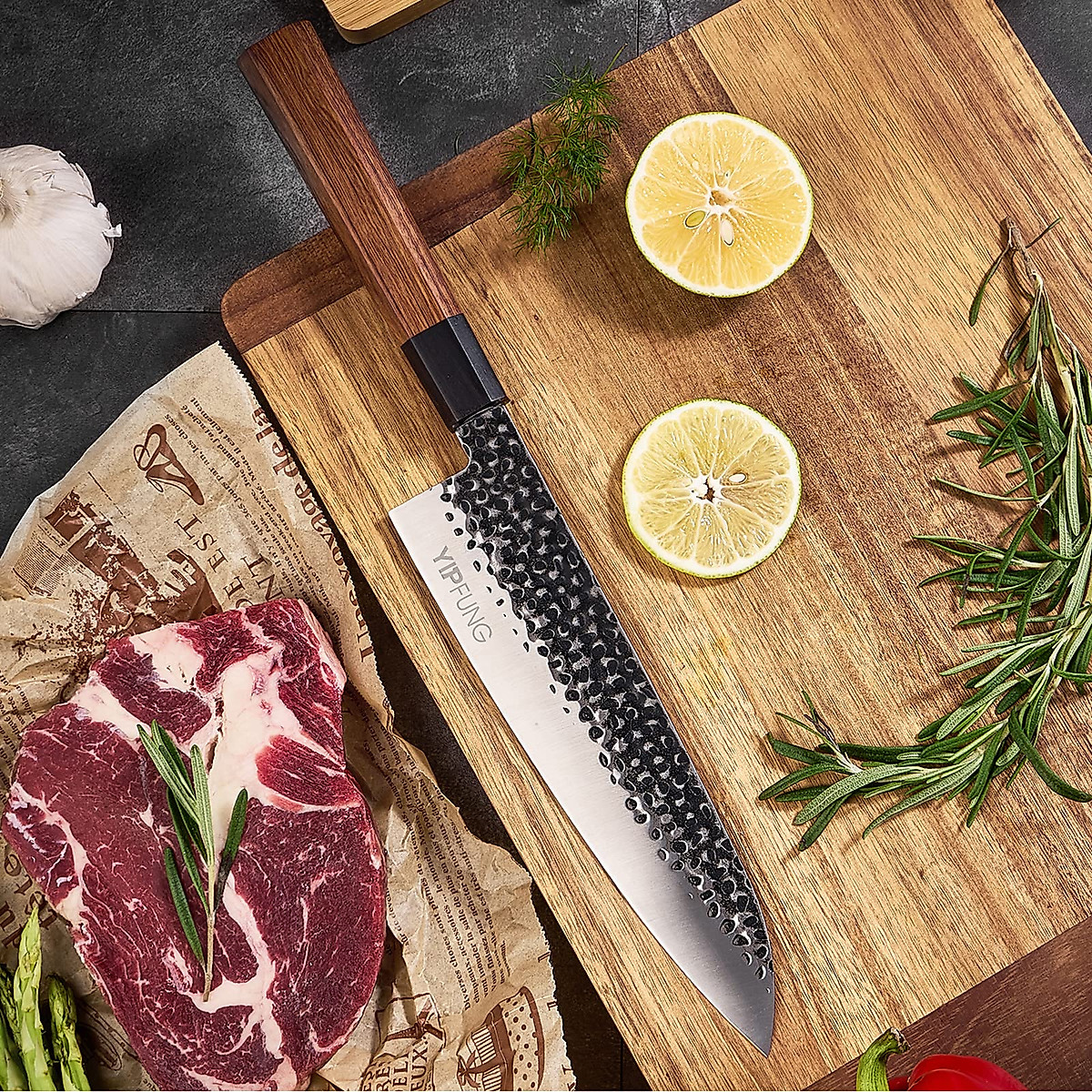 Japanese Chef Knife, 8 Inch Professional Kitchen Knife Forged Kitchen Chef Knife with Octagonal Handle Chef‘s Knives for Home & Restaurant Professional cooking knives