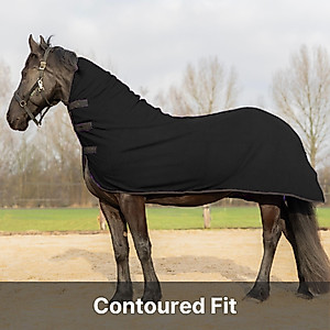 RESISTANCE Long Lasting & Warm Soft Fleece Contour Cooler for Horse (Large (74"-78"), Black)