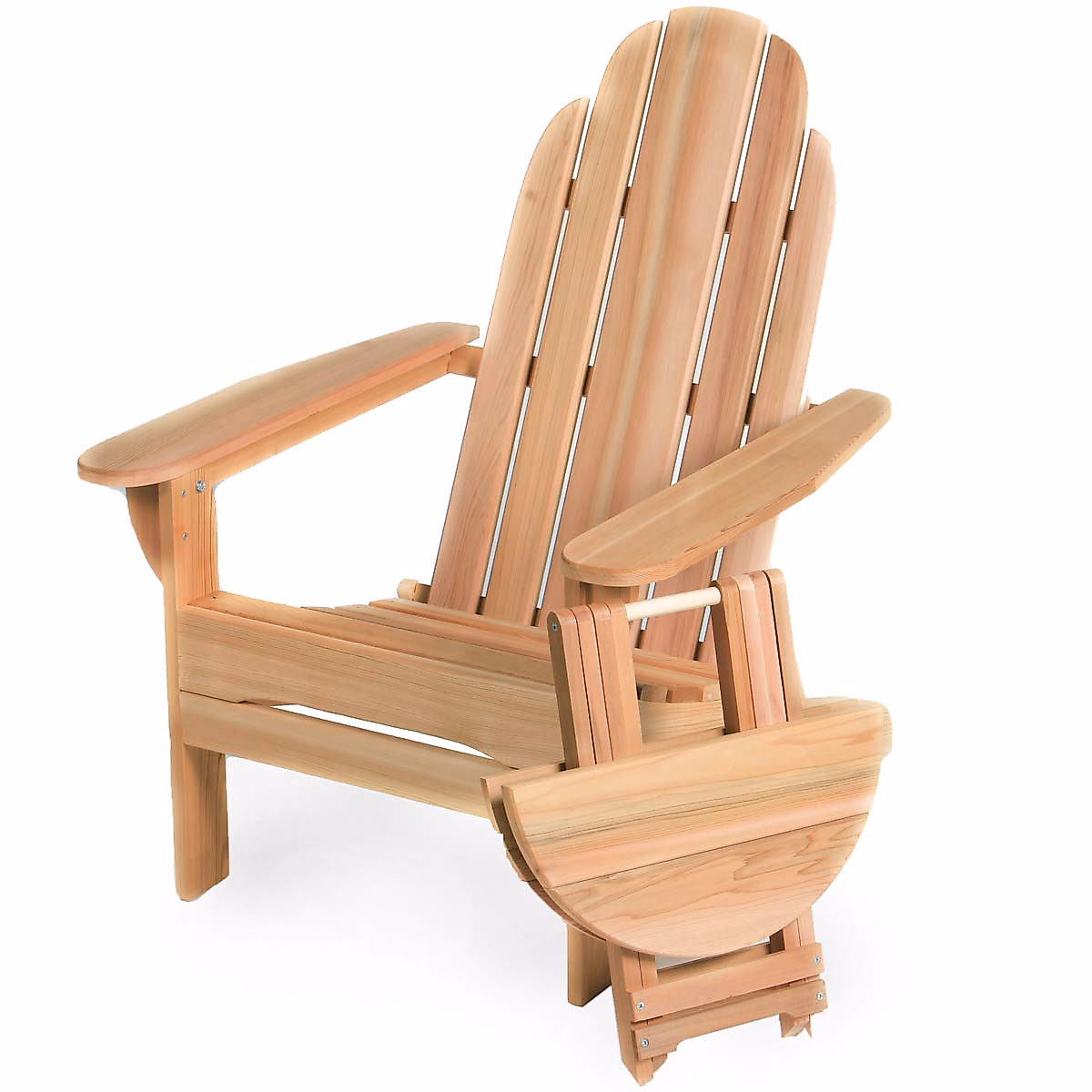 All Things Cedar FA20-Set Adirondack 2-Piece Cedar Folding Chair and Table Outdoor Set | Untreated Western Red Cedar | Handcrafted with Sanded Finish | Portable for Patio, Lawn, Beach, or Wilderness