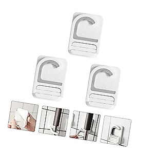 CIYODO 3pcs Bathroom Punch-Free Hanger Clips Mount Storage Shape Broom Racks Traceless Hook Garden Holds Slip Grippers White C- Organizer Anti- Wall Self Multifunctional Drilling