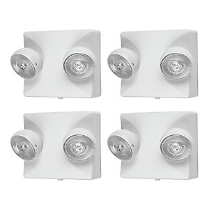 Sure-Lites All-Pro APELMINI-R 1.5 Watt Compact Emergency Light with 2 LED Heads - 90 Minutes Emergency Run Time, Adjustable Heads, Easy Installation, White Finish, 4 Pack