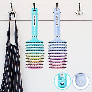 2 Pack Detangling Brush Getting Knots Out without Pain Adds Shine and Makes Hair Smooth,Detangler Boar Bristle Hair Brush for Adult & Kids Wet or Dry Hair(Green&Blue)