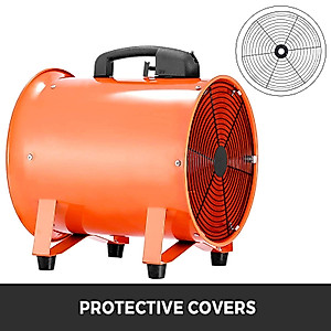 VEVOR 10 Inch Portable Ventilator Fan, High Velocity, Low Noise, 2700m3/h Air Flow, 320W Power, 295Pa Pressure, with 5M Duct Hose, Orange