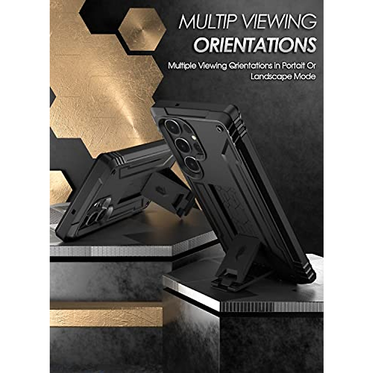 Poetic Revolution Case for Samsung Galaxy S23 Ultra 5G 6.8" (2023), Built-in Screen Protector Work with Fingerprint ID, Full Body Rugged Shockproof Protective Cover Case with Kickstand, Black