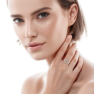 Jewlikee Lotus Ring 7 Chakra Rings for Women Sterling Silver Lotus Flower Yoga Energy Balance Chakras Jewelry Meditation Anxiety Relief Size 7