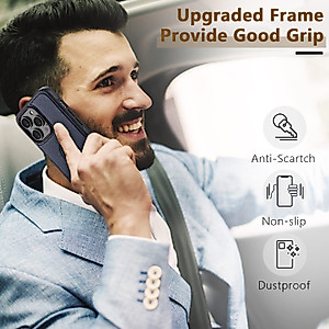 XYAJUANG Compatible with iPhone 14PRO MAX Case（6.7＂,Logo visible） Leather Fully Wrapped with Delicate Stitches Phone Case, (Blue)