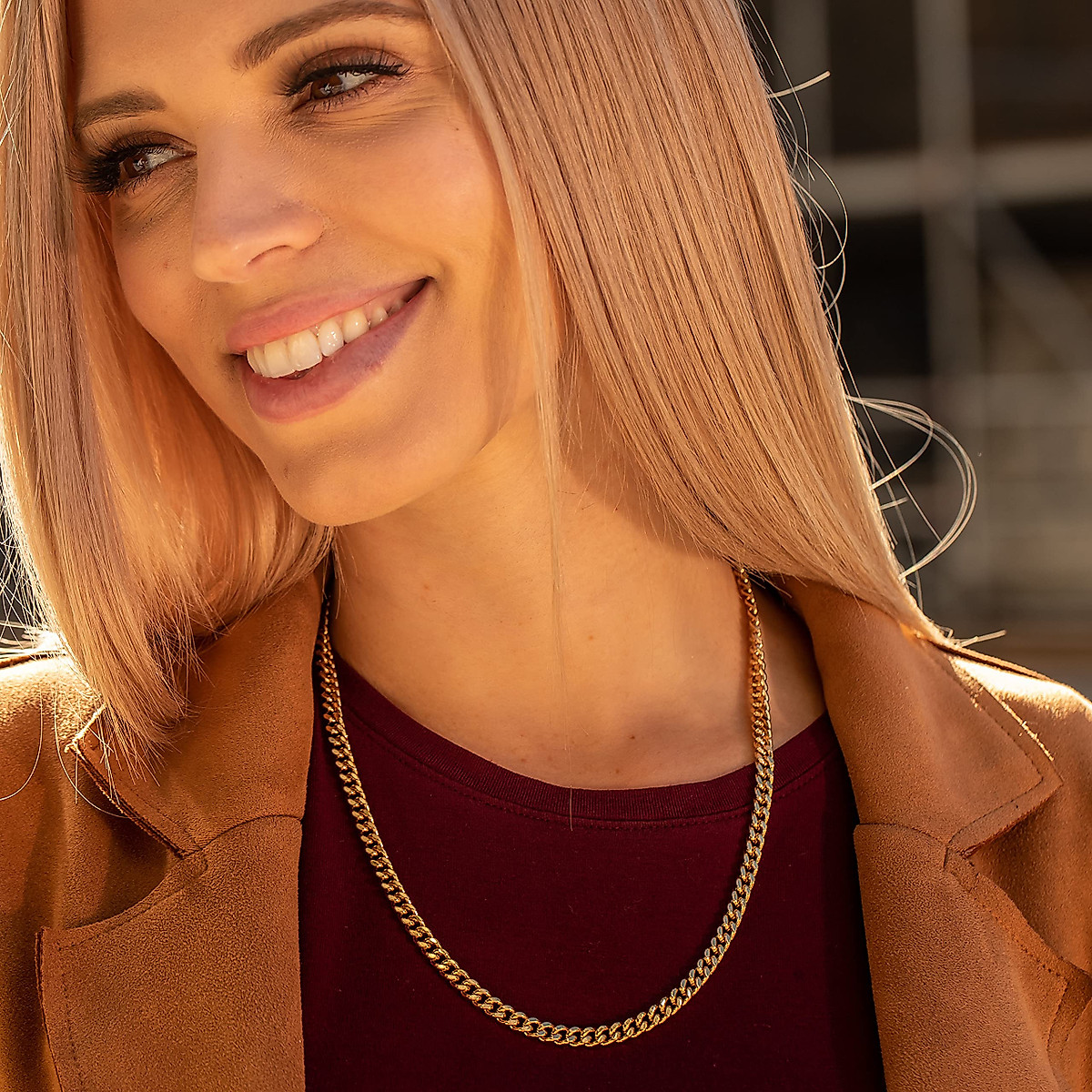 LIFETIME JEWELRY Miami Curb Square Cut Cuban Link Chain Necklaces 24k Gold Plated (5mm & 9.5mm) (20 inches, 5mm, Gold)