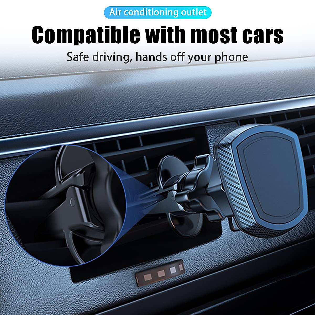 zipelo Car Phone Holder Mount, Magnetic Cell Phone Cradle for Air Vent and Dashboard, Universal Hands Free Suction Cup and Vent Clip, Auto Accessories for All iPhone, Samsung and More (Black)