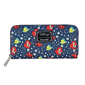 Loungefly Disney Little Mermaid Ariel And Flounder Faux Leather Full Zip Wallet