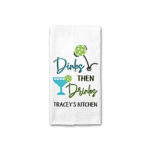 CANARY ROAD Dinks then Drinks Pickleball Towel | Funny Pickleball Kitchen Towel | Pickleball Player Gift | Mothers Day Gift