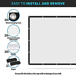 Projector Screen, KSAN 3-Layer Projector Screen 120 Inch, Portable Moive Projection Screen with 16:9 HD 4K for Indoor and Outdoor Party Home Theatre Cinema