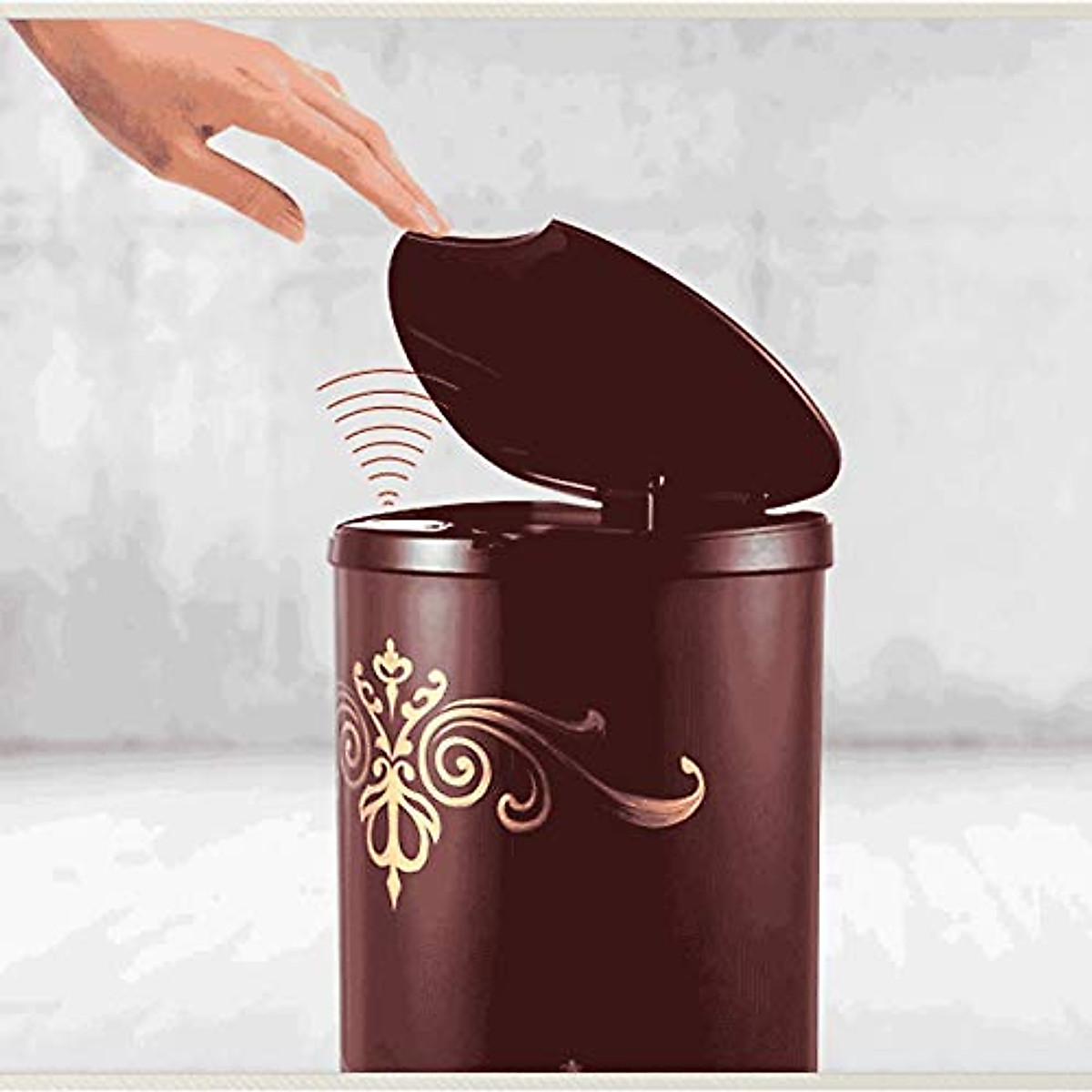 WENLII Autom for Living Room Bedroom Fashion Business Trash Can, Powered by Batteries (not Included)