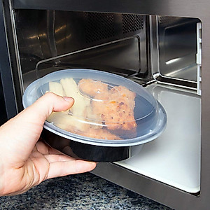 Pactiv [20 Sets] Round Meal Prep Containers with Lids, Food Storage, Take Out, Lunch Box, Portion Control, Microwave/Dishwasher/Freezer Safe, BPA Free, Factory Sealed, Made in USA (24 OZ - Medium)