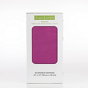 SimuLinen Magenta Dinner Napkins Paper Disposable & Decorative –Dinner Napkins with Linen-feel, Cloth-Like & KOSHER for Passover, Easter, Weddings, Shower Napkins – Size: 16”x16” – Box of 50