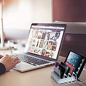 USB Charging Station - Charging Dock - 4-Port - Fast Charging Station for Multiple Devices - Docking Station - Smart Charging Station Dock - Multi Charging Station for Cell Phones and Tablets