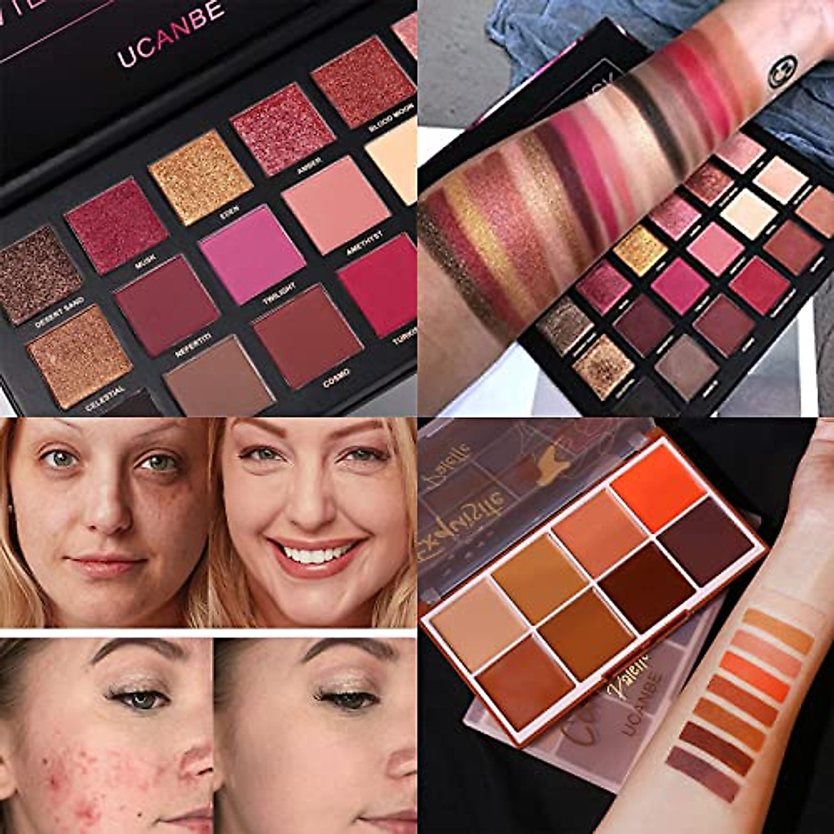 UCANBE Full Makeup Kit for Women, All In One Make Up Gift Set with 2 Eyeshadow Palette, 3 Matte Liquid Lipstick, 3 Lipliner, 3 Mascara, 3 Eye Primer, 2 Eyebrow Pen, 1 Eyeliner, 1 Eye Shadow Brush Set