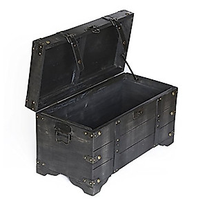 Vintiquewise Distressed Black Medium Wooden Storage Trunk