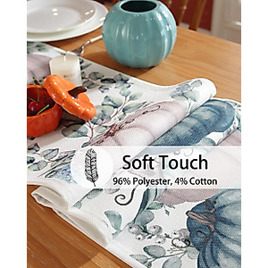 Thanksgiving Decorations Fall Table Runner 72 Inches Long with Autumn Pumpkins Eucalyptus Leaves. Fall Decorations for Home Dining Room Kitchen Table Seasonal Holiday Harvest Party Decor