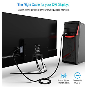 BlueRigger USB C to DVI Cable (6FT, 4K 30Hz, USB 3.1 Type C to DVI, Thunderbolt 3 to DVI) USB-C to DVI-D Cable Compatible with Samsung Galaxy, Surface Book, MacBook Pro, Dell, Pixelbook and More